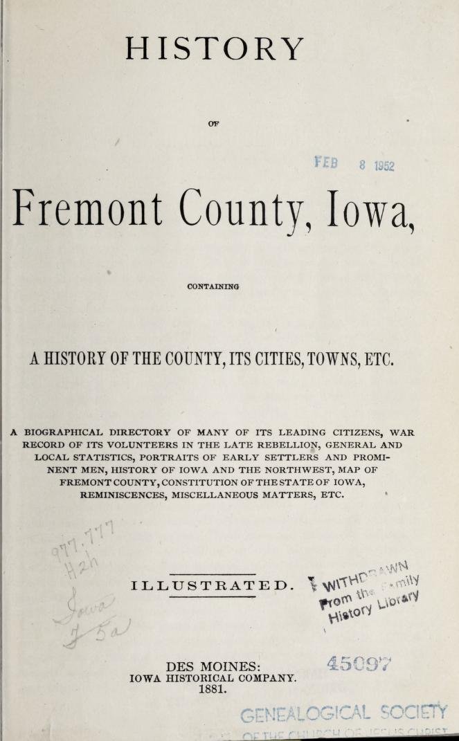 Fremont County Archives – Iowa Genealogy